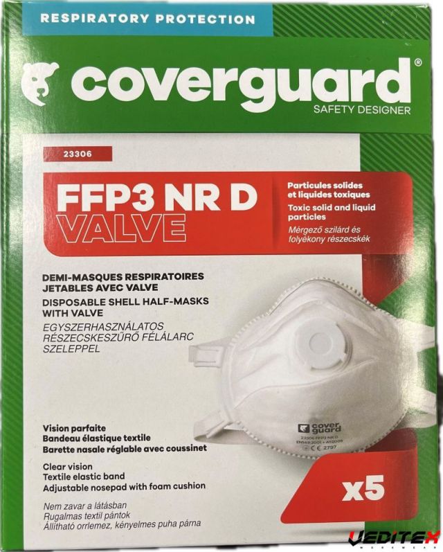 Demi-masque avec barrette nasale réglable en aluminium - FFP3 NR D SL [COVERGUARD] Masques ...