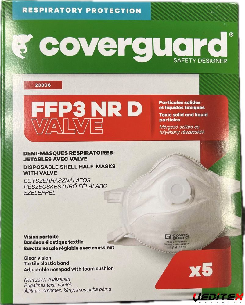 Demi-masque avec barrette nasale réglable en aluminium - FFP3 NR D SL [COVERGUARD] Masques ...